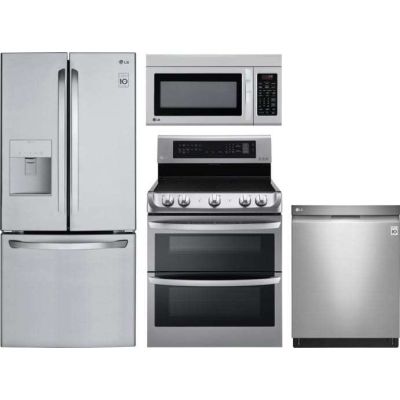 LG 4 Piece Appliance Package with LFDS22520S Refrigerator, LDE4413ST ...