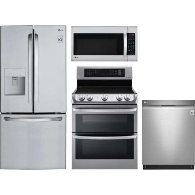 LG 4 Piece Appliance Package with LFDS22520S Refrigerator, LDE4413ST ...