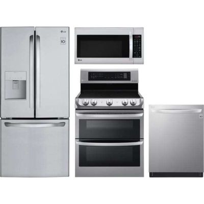 LG 4 Piece Appliance Package with LFDS22520S Refrigerator, LDE4413ST ...
